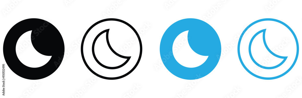 night, dark mode icon set. Screen modes sign. screen brightness and ...