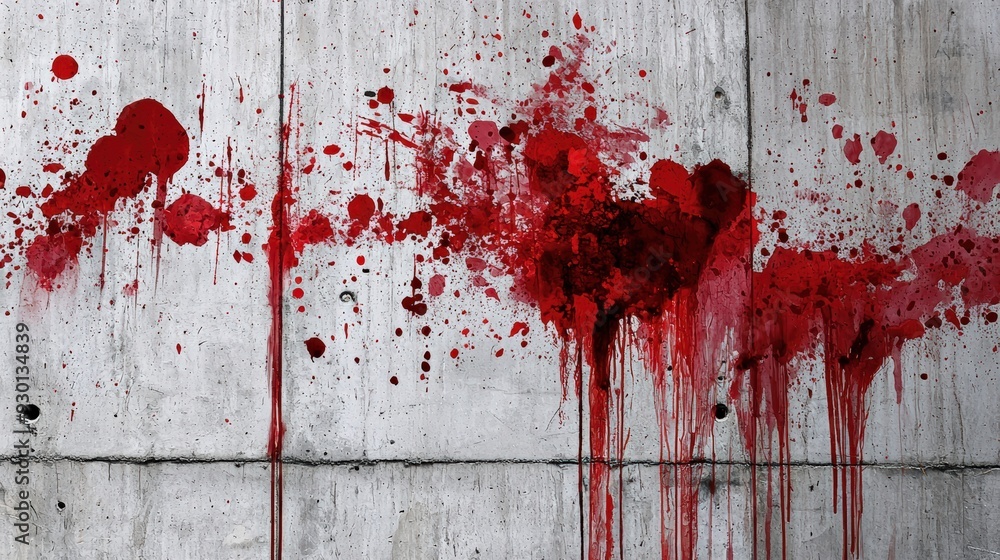 Realistic Blood Splatters and Drips on a Concrete Wall, Hyperrealistic ...