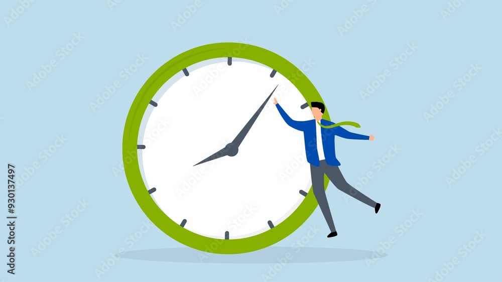 Success time management, 4k animation of businessman celebrates his ...