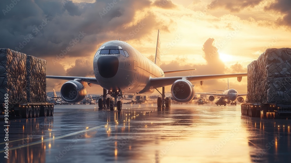 Strategic military transport: Cargo planes loaded with military ...