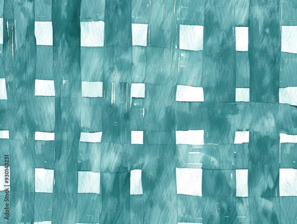 Teal tranquil seamless playful hand drawn kidult woven crosshatch ...