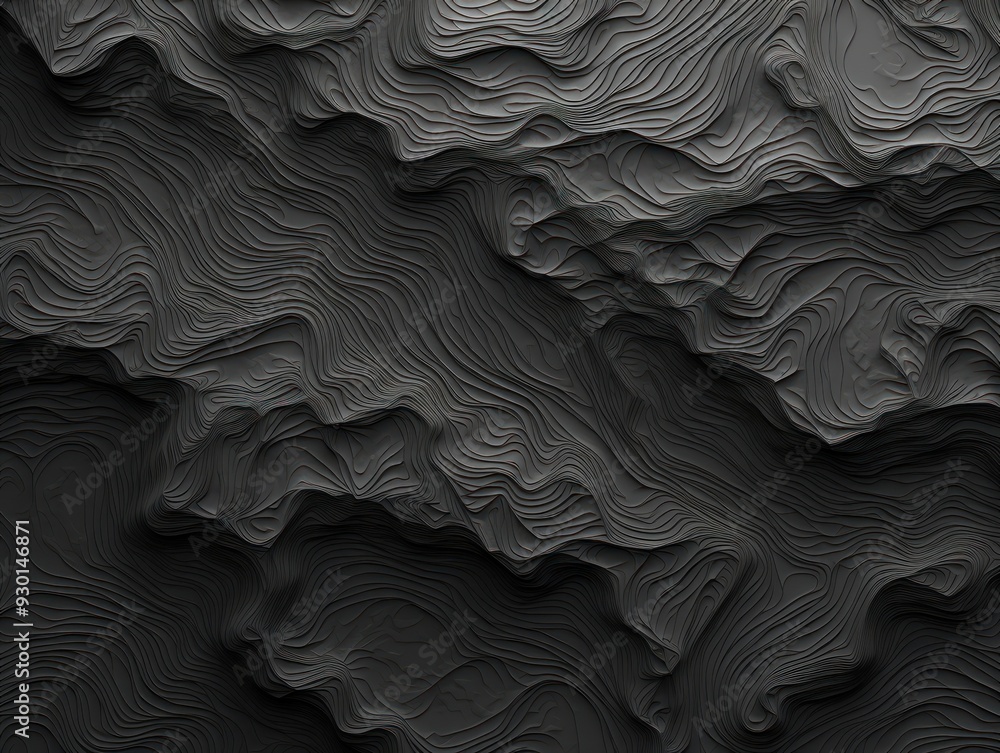 Terrain map black pearl contours trails, image grid geographic relief ...