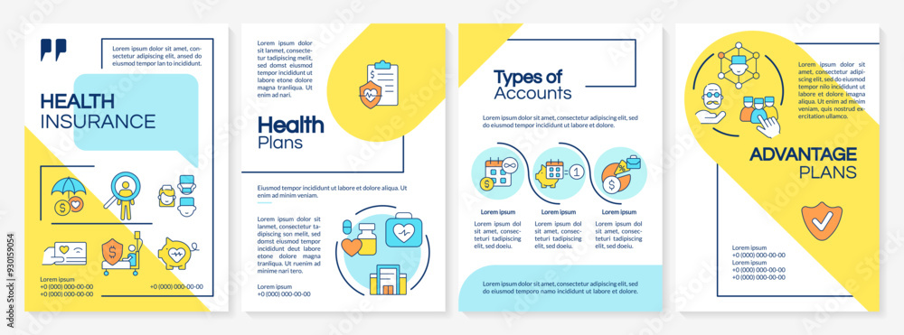 Health insurance blue and yellow gradient brochure template. Leaflet ...