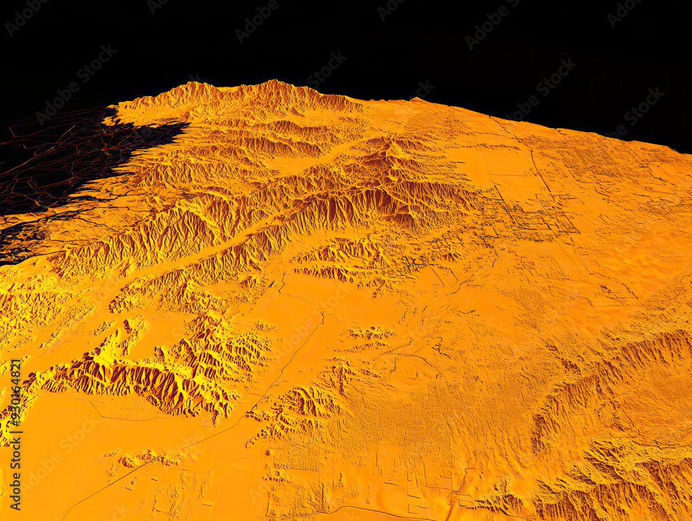 Technical aerial visual, 3D LiDAR GIS aerial map satellite scan model ...