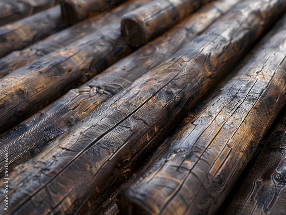 Close-up of Rough-Hewn Logs with Detailed Texture, Natural Wood ...