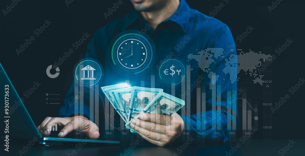 Time is money concept, business and finance, Inflation and tax, rising ...