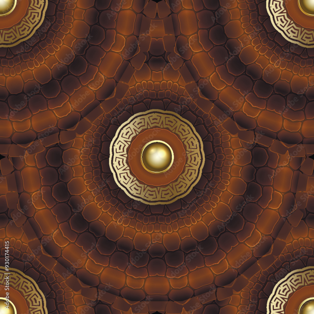 Reptile scale crocodile snake skin textured 3d mandalas seamless ...