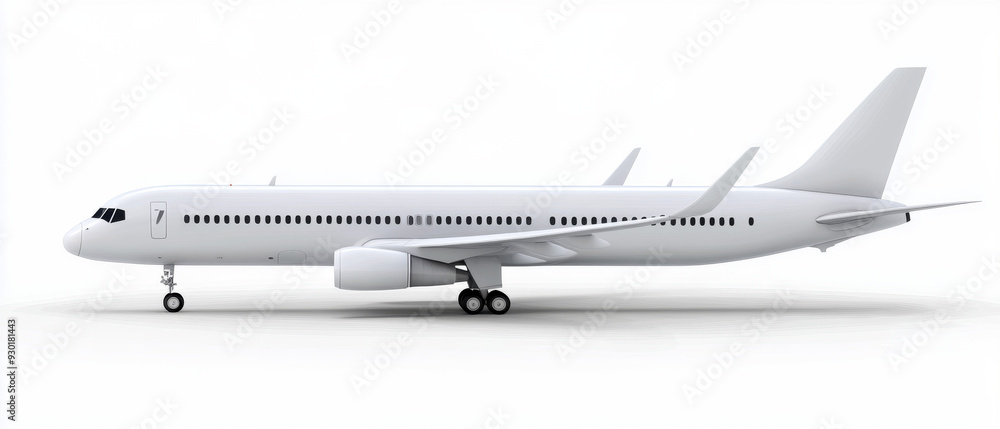 3d airplane model, white color isolated on transparent background ...