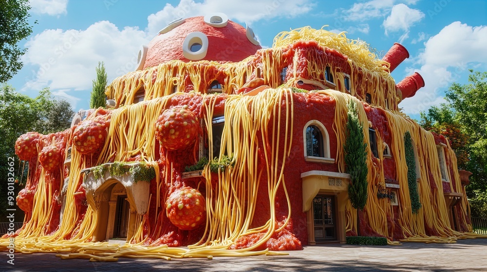 Whimsical Spaghetti House: A Vibrant Food-Themed Poster Perfect for ...