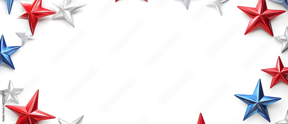 "Red, White, and Blue Stars Frame a Background with a Celebratory ...