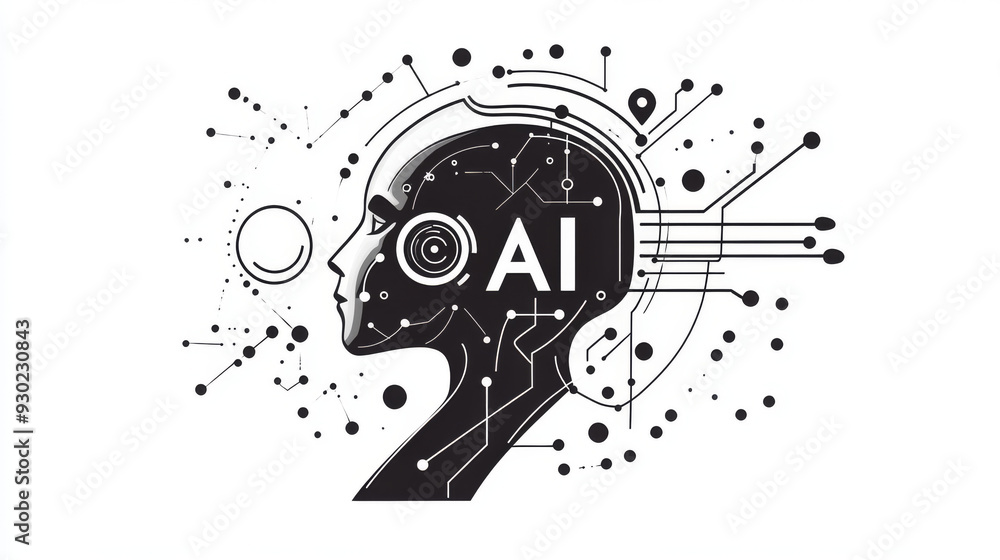 Artificial intelligence AI pictogram. Technology related to artificial ...