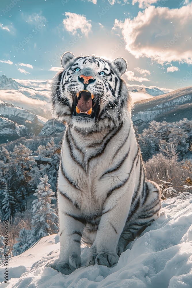 From an extreme low angle, a three-quarter profile portrait reveals a ...