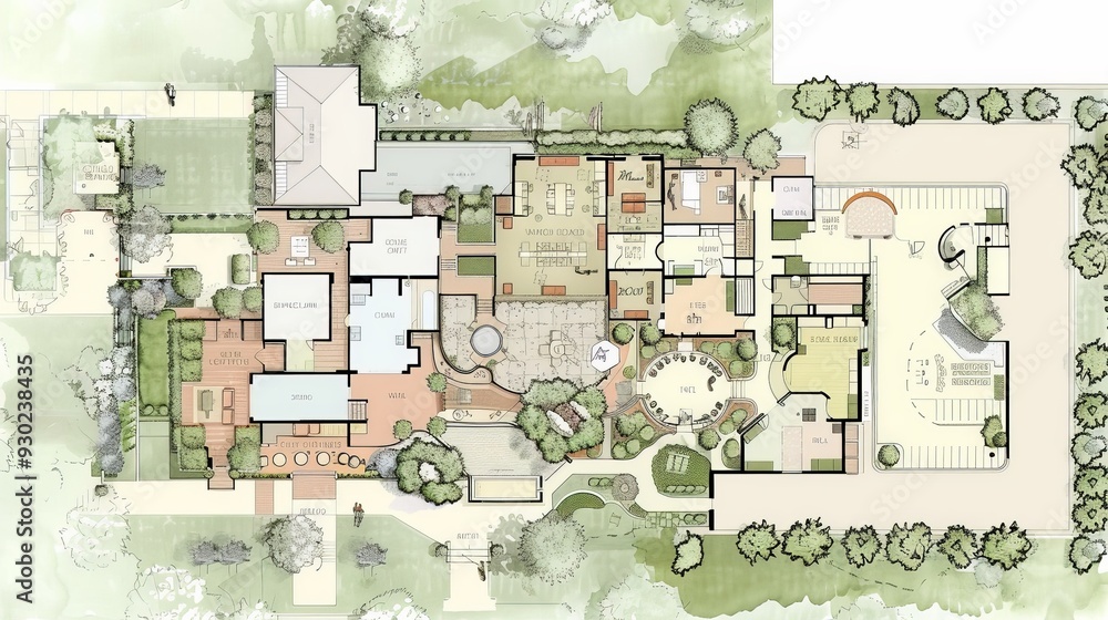 Illustrate a floor plan for a retirement home, detailing the layout of ...