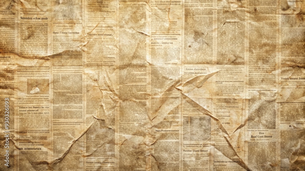 Distressed, high-resolution old newspaper texture featuring faded ...