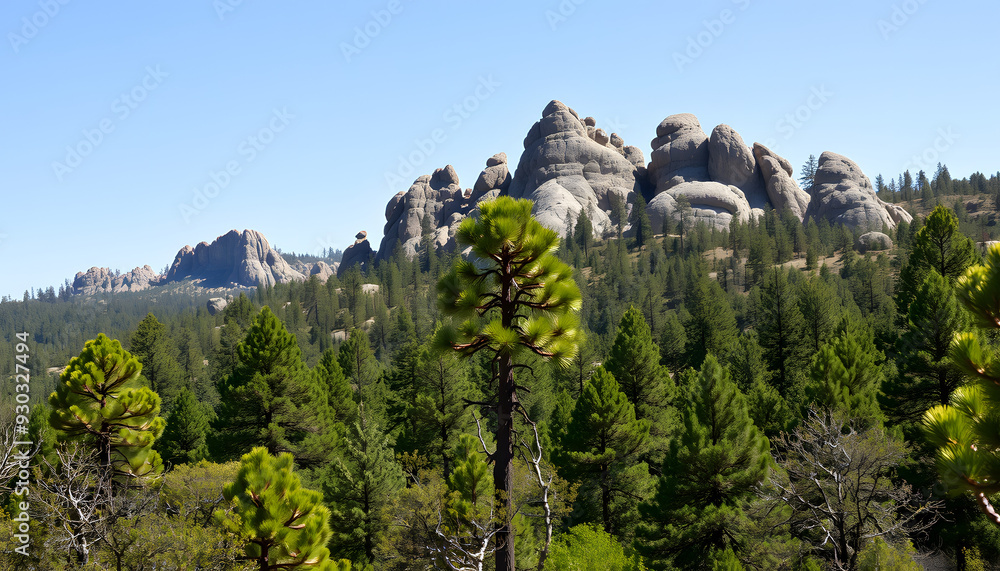 Pan across trees in bushland forest of Mammoth Rocks National Park ...