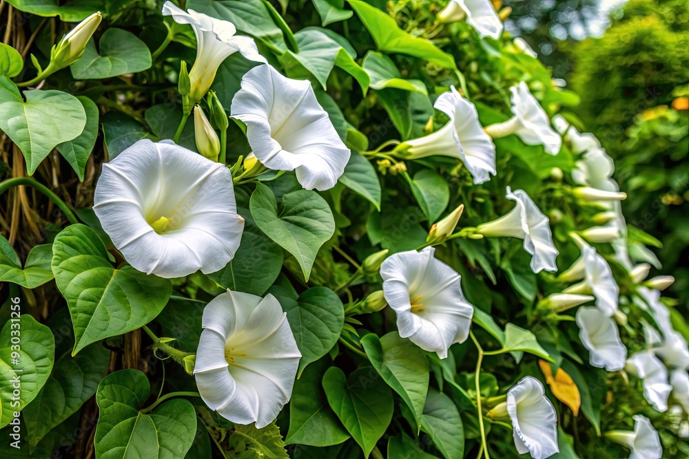 Invasive bindweed vines entwine and choke surrounding plants, spreading ...