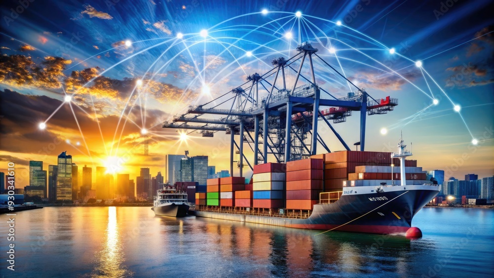 Global logistics partnership conceptualized with industrial container ...