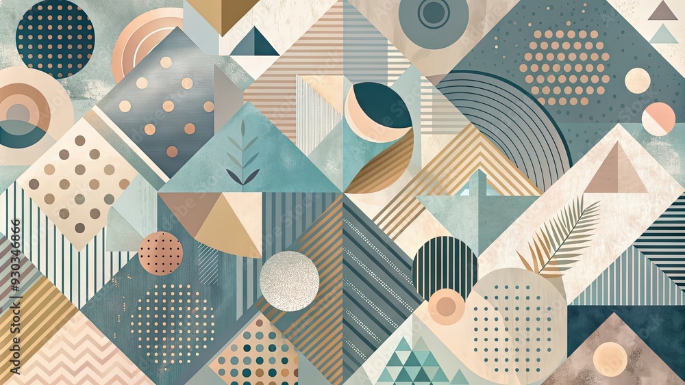 Abstract background featuring a fusion of modern geometric shapes and ...