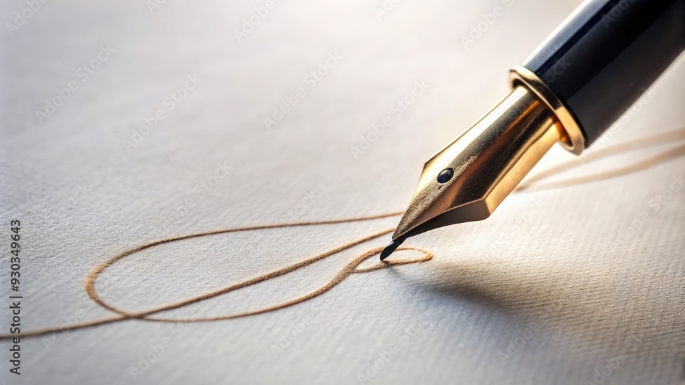 A close-up of a modern calligraphy pen gliding across a crisp white ...