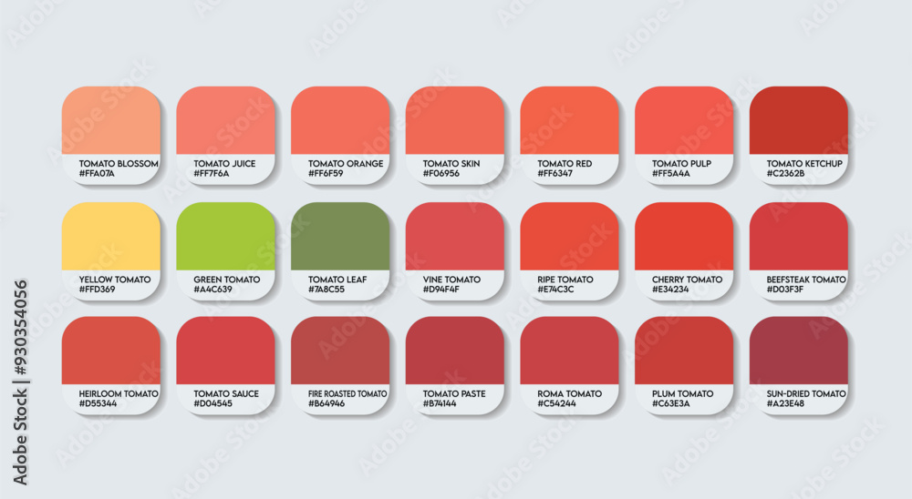 Tomato Color Palette, Tomato Red Color Guide Palette with Color Names ...