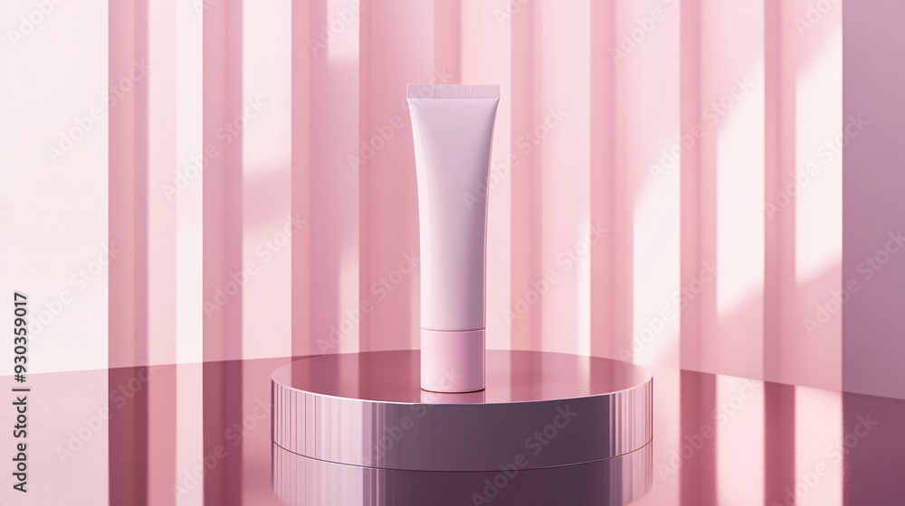 A chic cosmetic tube with a soft matte texture, set on a sleek ...
