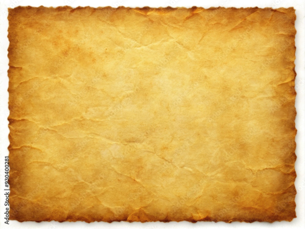 Authentic vintage paper texture with curly, worn edges and warm yellow ...