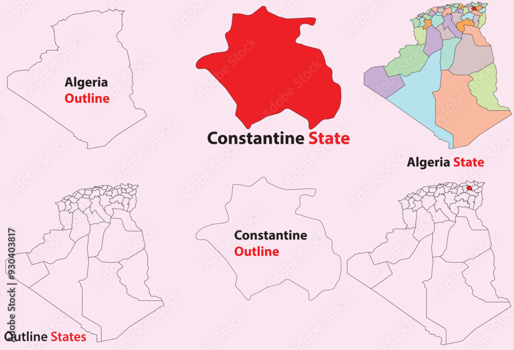 Constantine map vector of Algeria, Constantine line map, Constantine with city map, Constantine ...