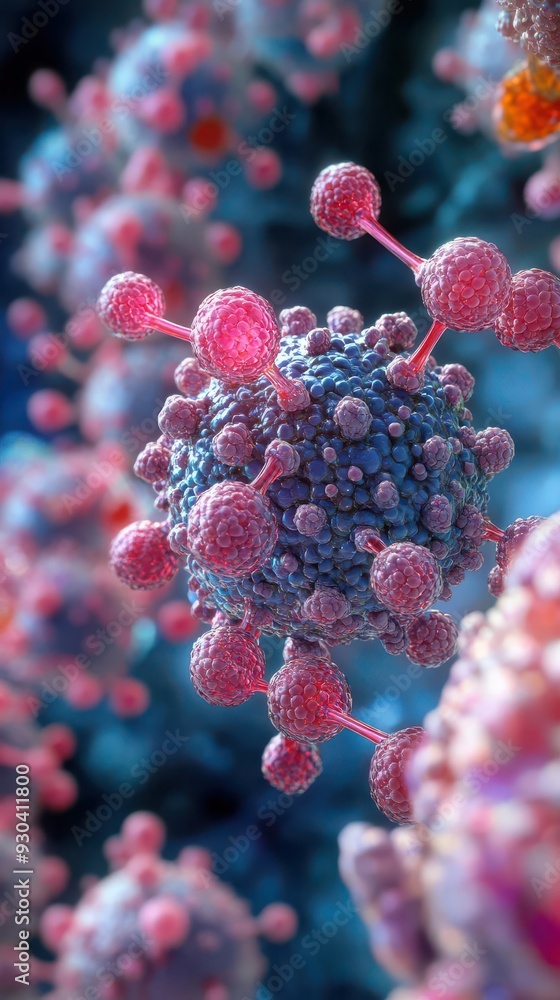 Visual representation of chemotherapy molecules attacking colorectal ...