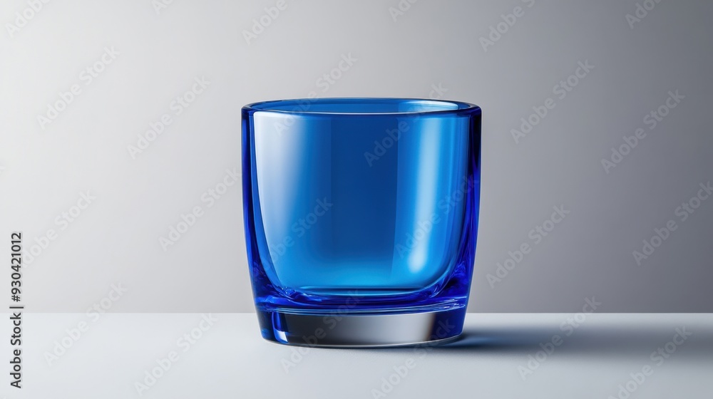 Short, stout glass with a thick base, a deep cobalt blue tint, Stock ...