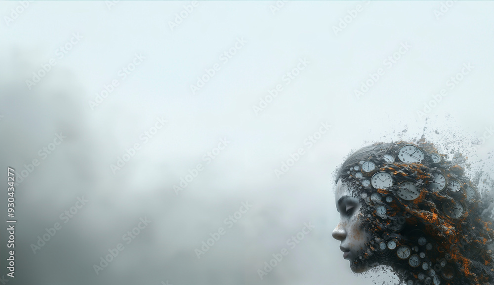 A creative visualization of a human profile formed by clustered clocks ...