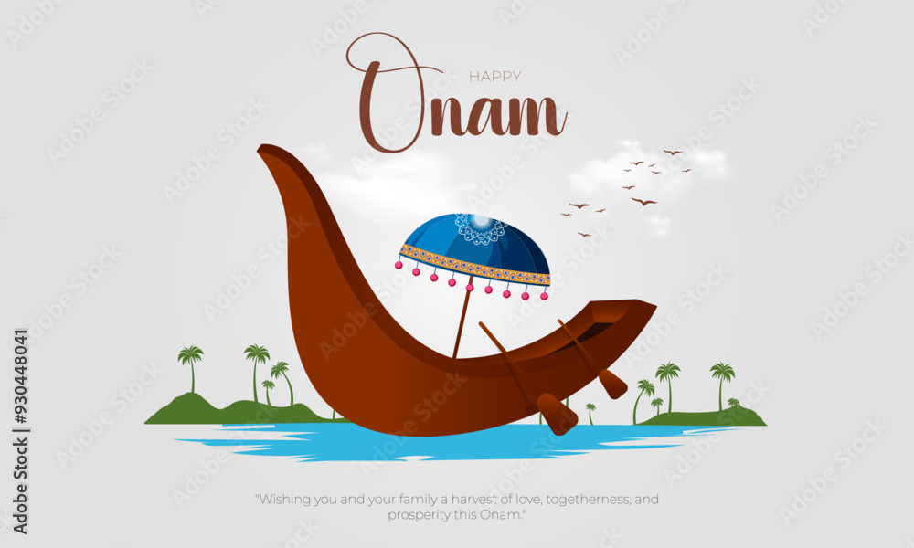 Happy Onam Festival Banner and Wish. Onam Background and Greeting Card ...