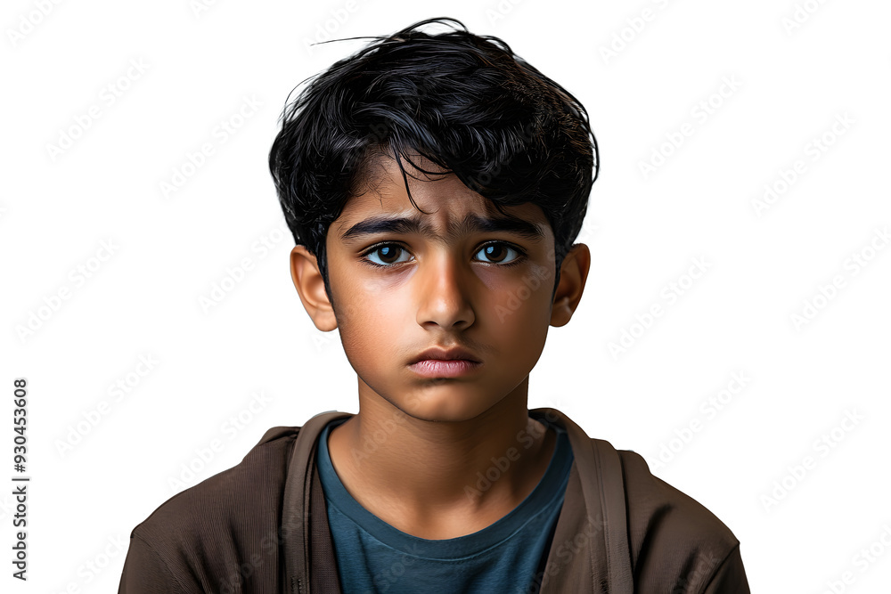 Upset depressed misunderstood stressed sad Indian teenager on studio ...
