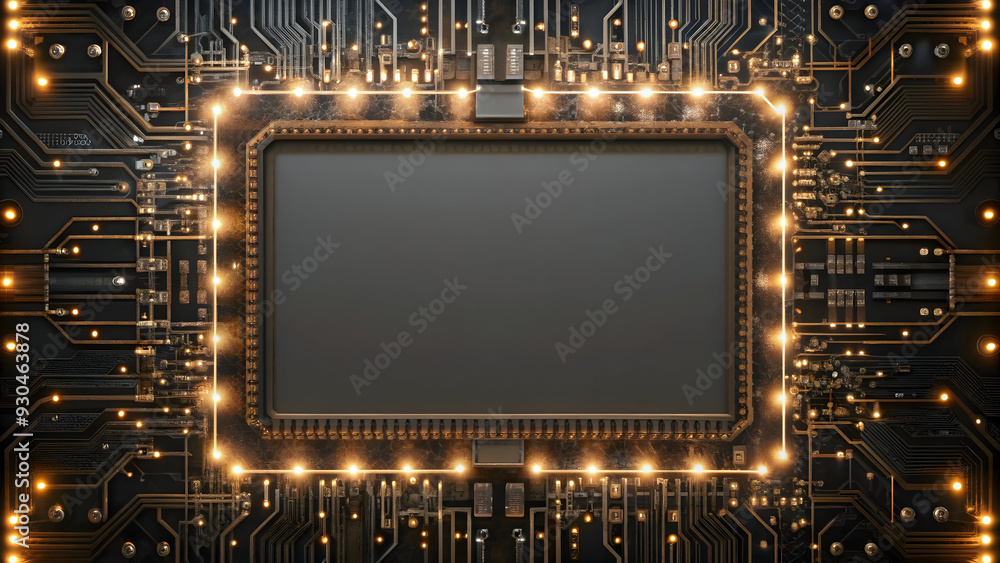 Flat AI Powered Circuit Frame Concept for Technology Business ...