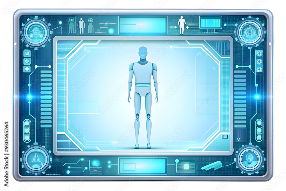 Flat AI Powered Human Machine Interface Vector Concept: Minimalistic ...