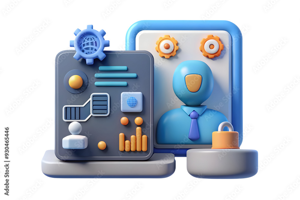Flat AI-Powered Human Machine Interface Vector Concept with Digital ...