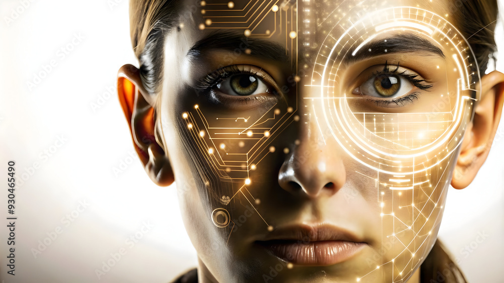 Flat AI Powered Human Machine Interface Concept with Biometric Patterns ...