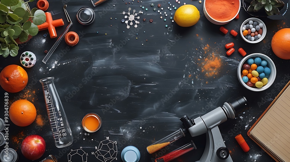 A seamless pattern of science lab icons like microscopes, test tubes ...