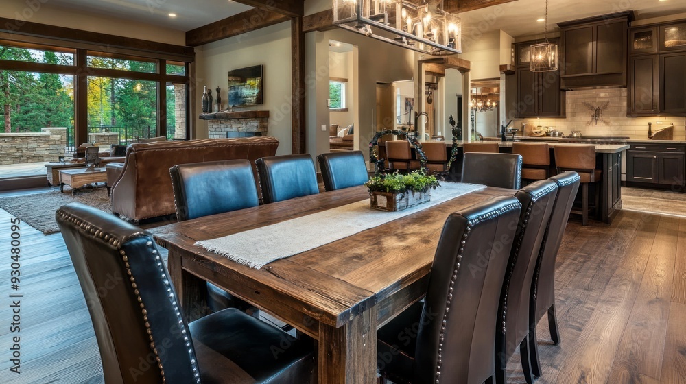 Elegant new-construction house featuring an open concept kitchen and ...