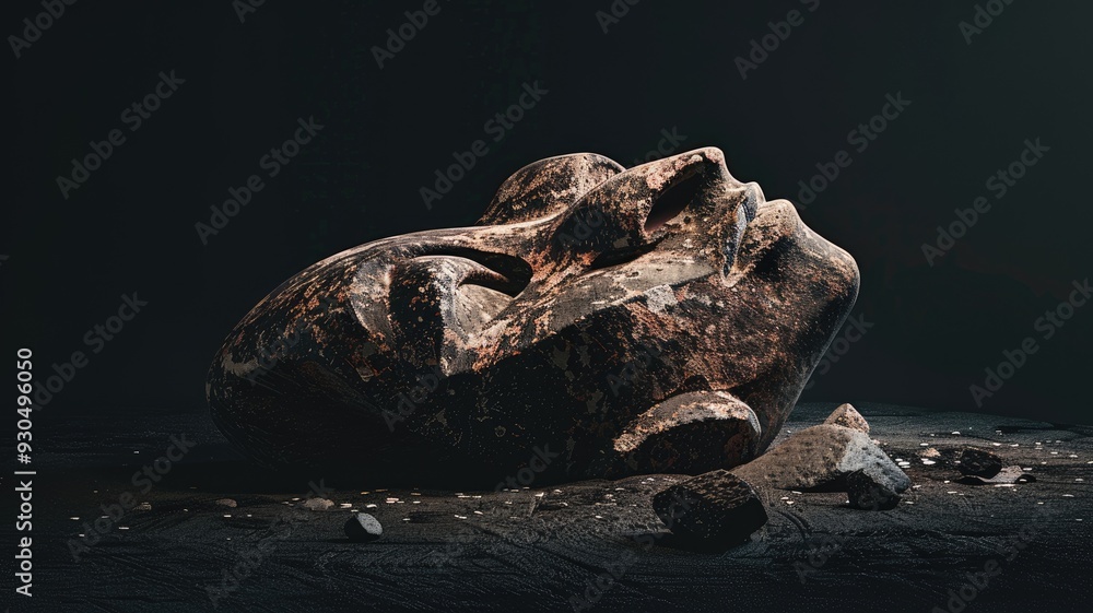 Abstract picture minimal model art ancient object with crack represent ...