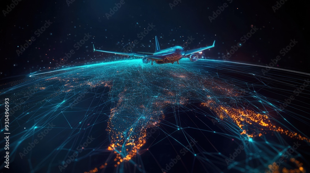 Optimized airfreight routes: Digital map showing strategic airfreight ...