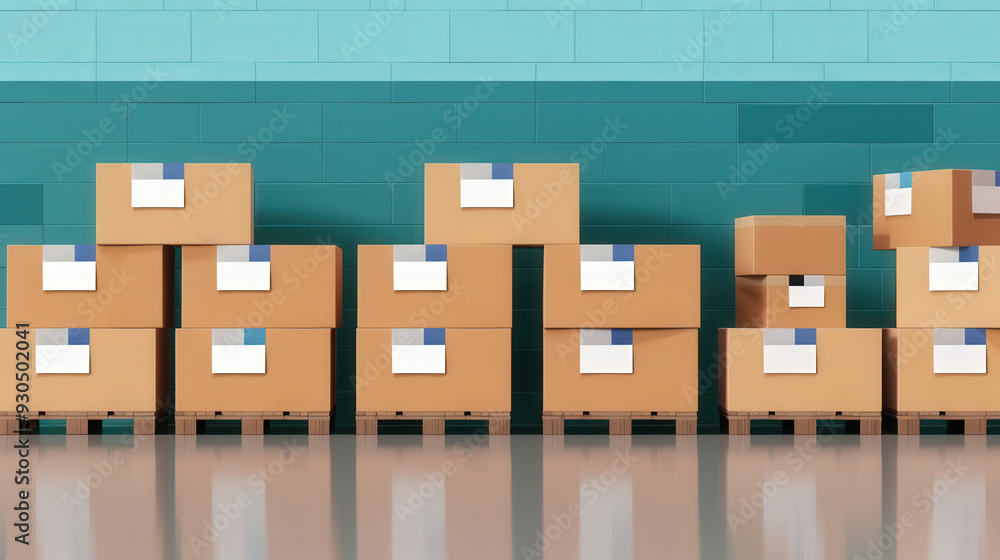 Warehouse Logistics Illustration, vibrant flat design depicting a ...