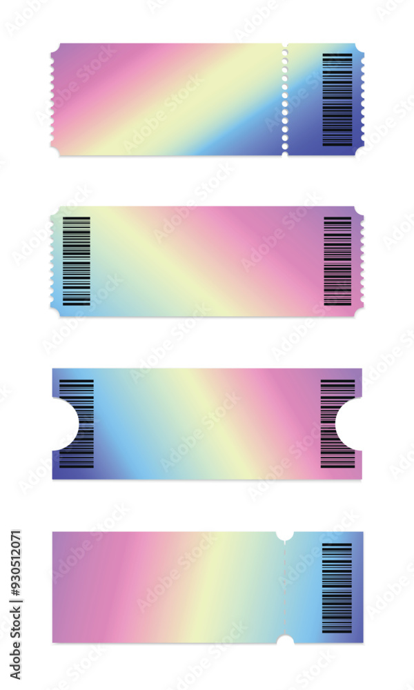 Abstract blank ticket stubs templates on white background. Rainbow ...