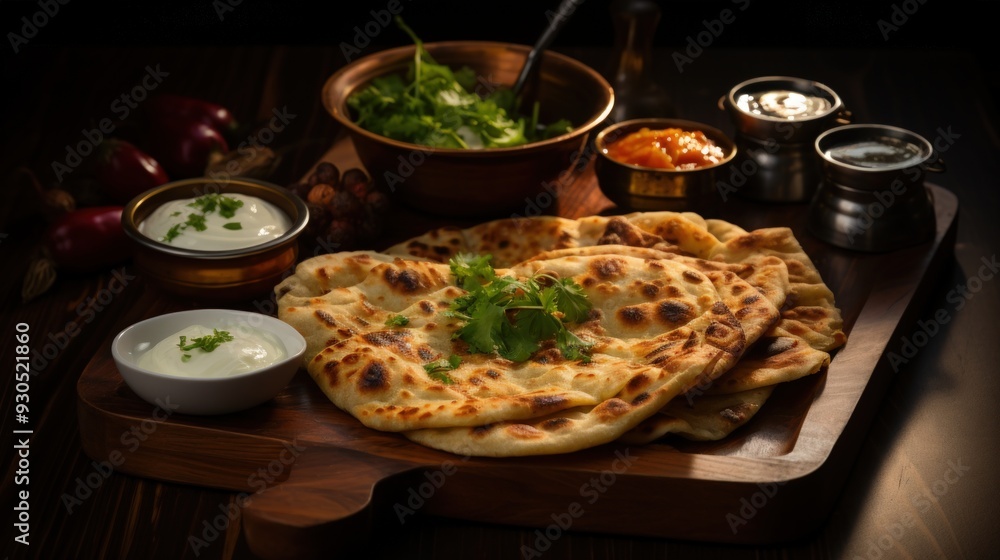 Aloo Paratha with Yogurt, Indian style. Best For Banner, Flyer, and ...
