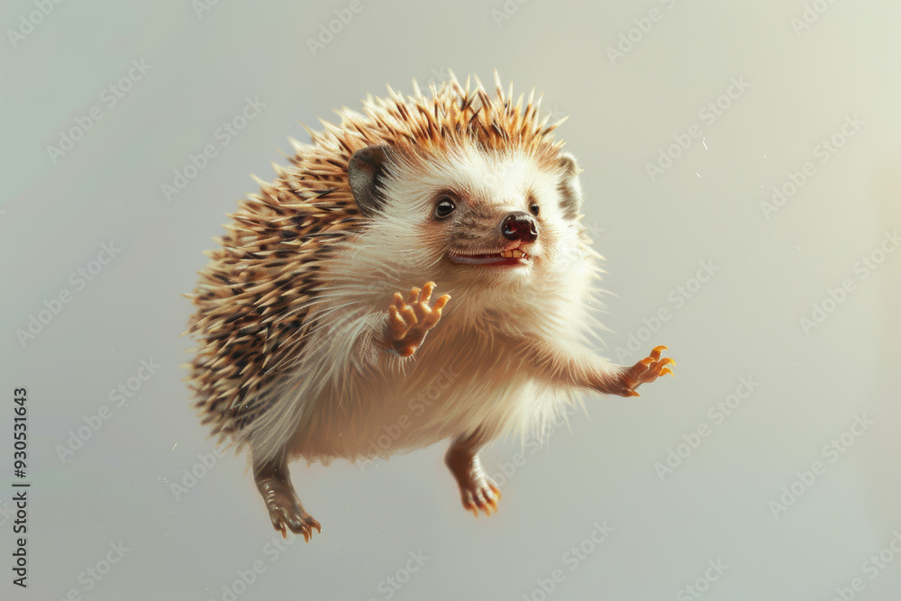 Erizo enseñando las patitas y su lengua. Animales y fauna. Stock Photo ...