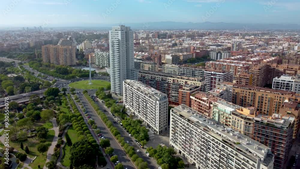 A breathtaking view of Valencia, Spain, captured by a drone, showcasing ...