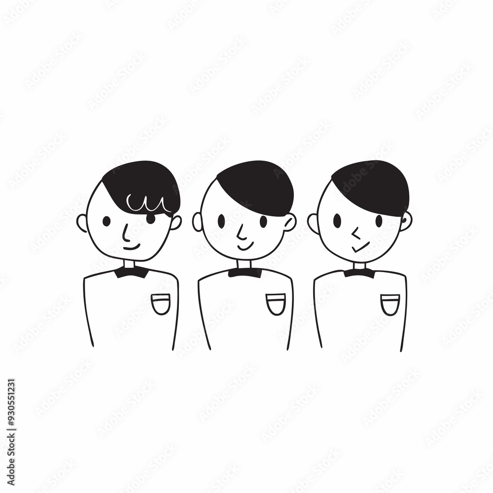 Teamwork Trio Silhouette: 3 Employees Head and Shoulders Vector ...