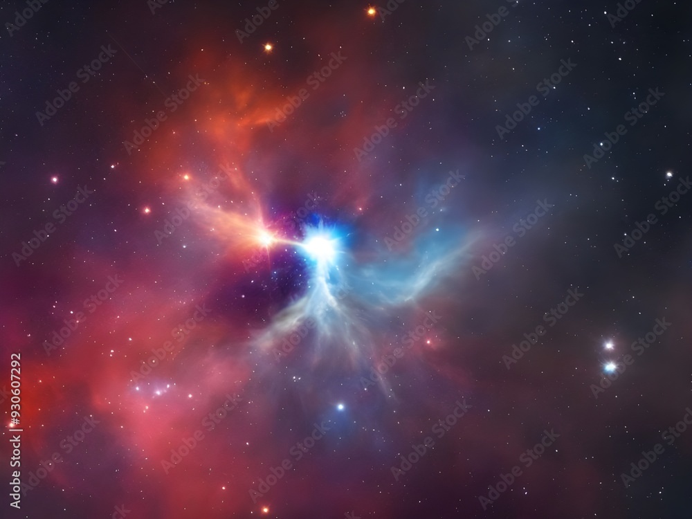 Vibrant Cosmic Nebula with Colorful Light Beams and Starry Background ...