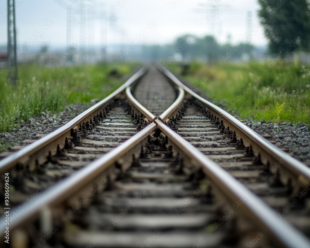 Train tracks split into two paths, symbolizing choice and direction ...