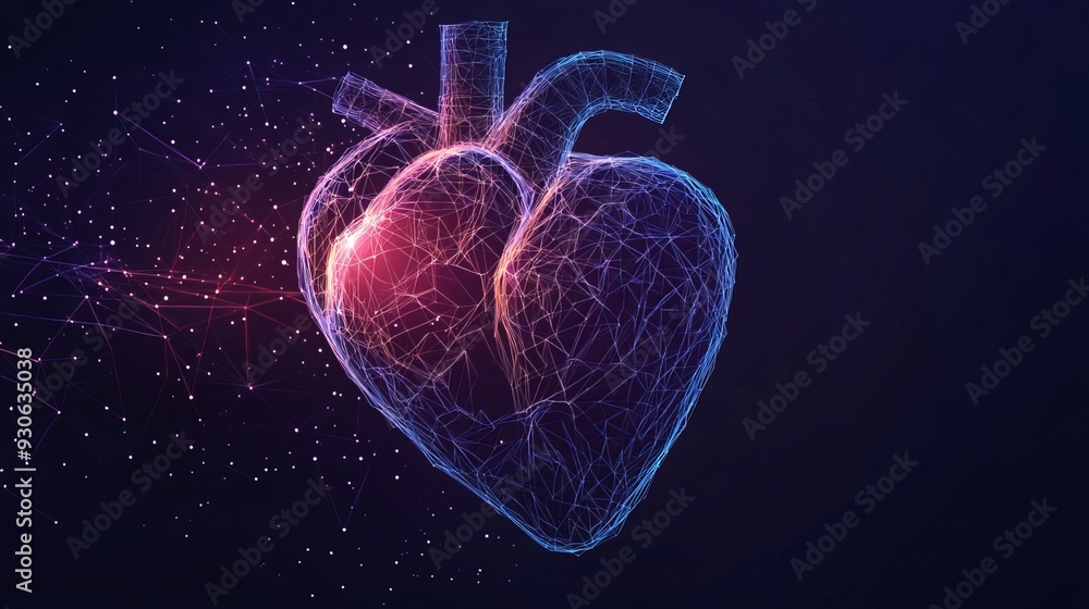 World Heart Day concept featuring a human heart in a wireframe design ...