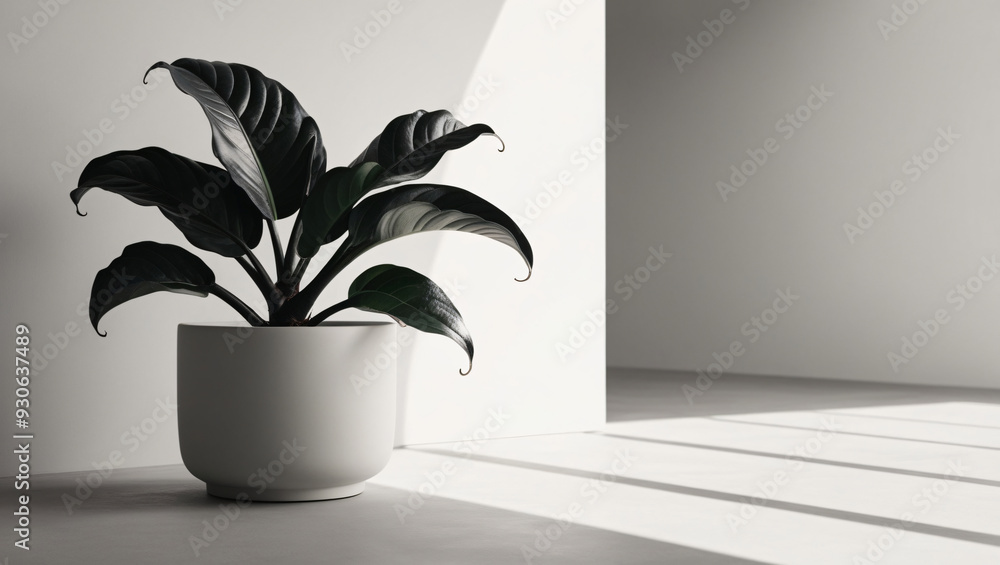 Zamioculcas zamiifolia 'Raven' in an elegant pot, thick shiny black ...